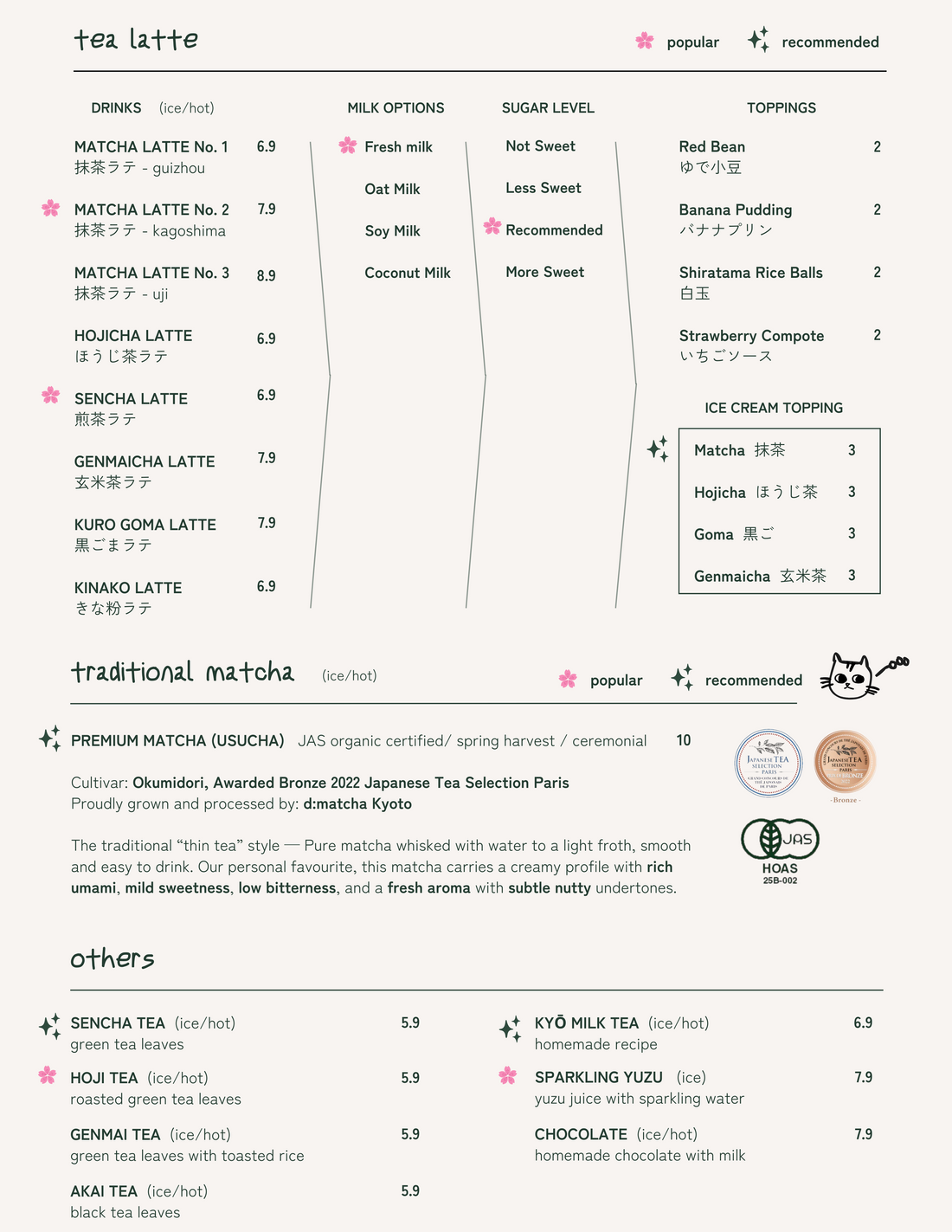 Kyo Teahouse Cross Street Menu – KYŌ KOHEE