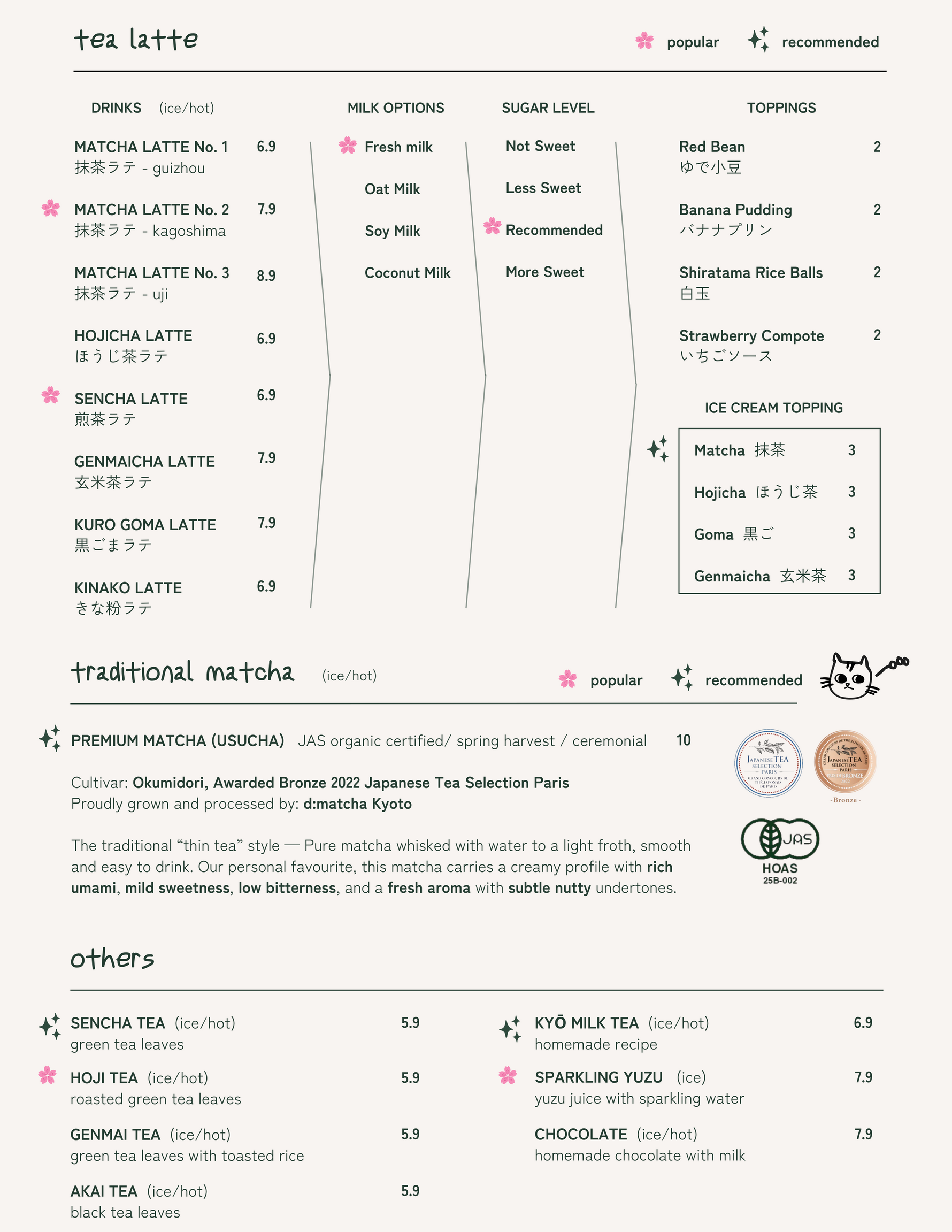 Kyo Teahouse Cross Street Menu – KYŌ KOHEE